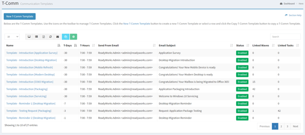 T-Comm Templates – ReadyWorks User Guide