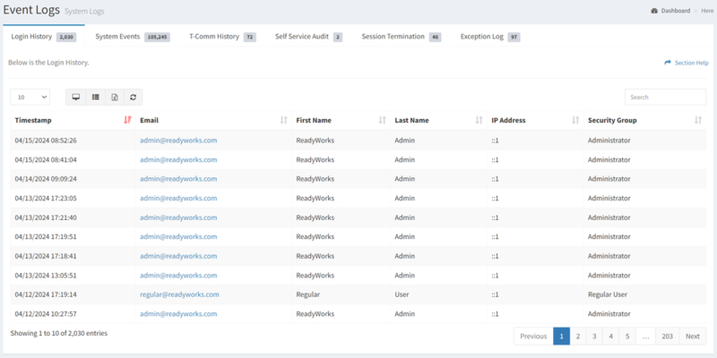Login History – ReadyWorks User Guide