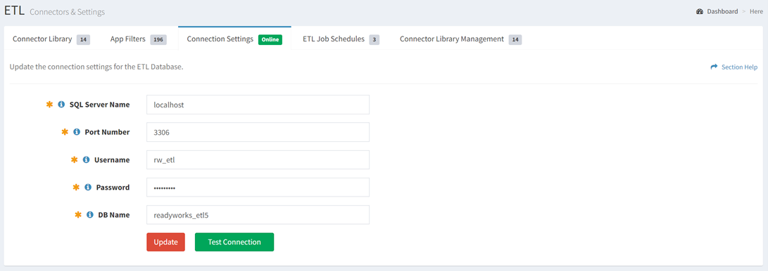 Connection Settings – ReadyWorks User Guide