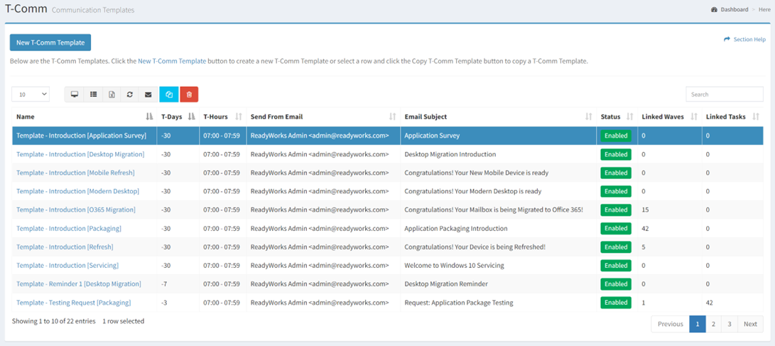 Delete T-Comm Template – ReadyWorks User Guide