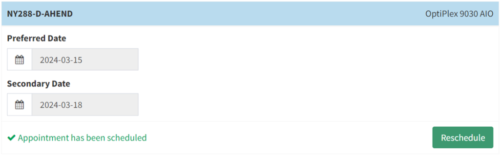 Reschedule Button – ReadyWorks User Guide