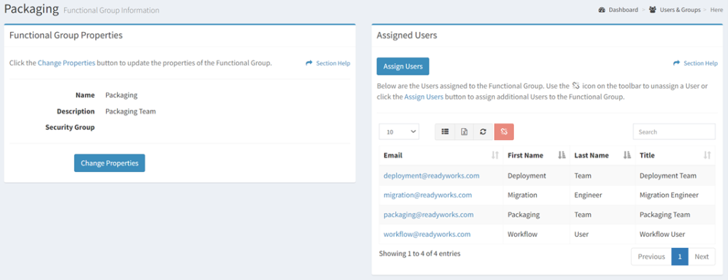 View Functional Group – ReadyWorks User Guide