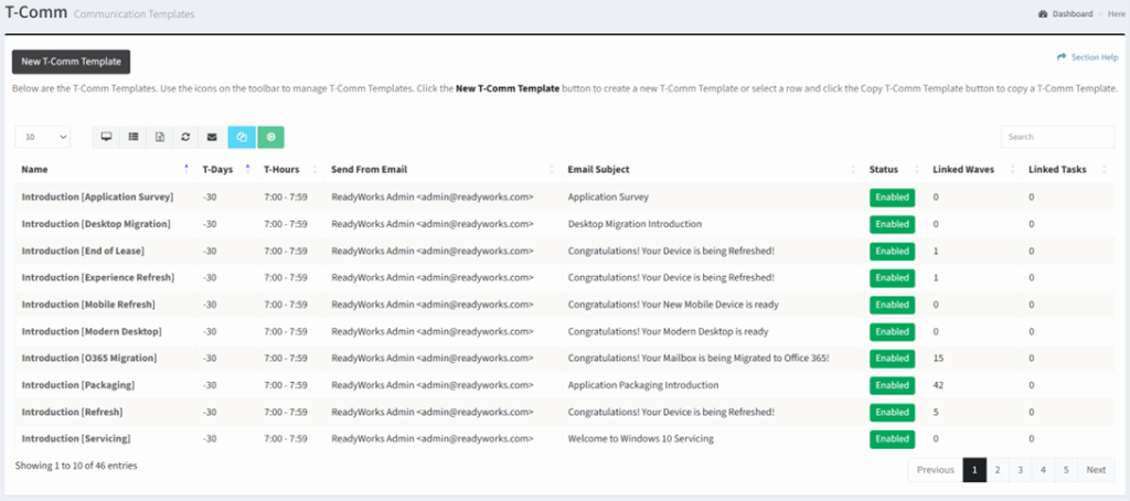 T-Comm Templates – ReadyWorks User Guide