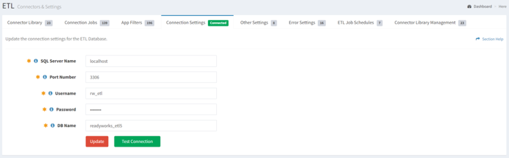 Connection Settings – ReadyWorks User Guide