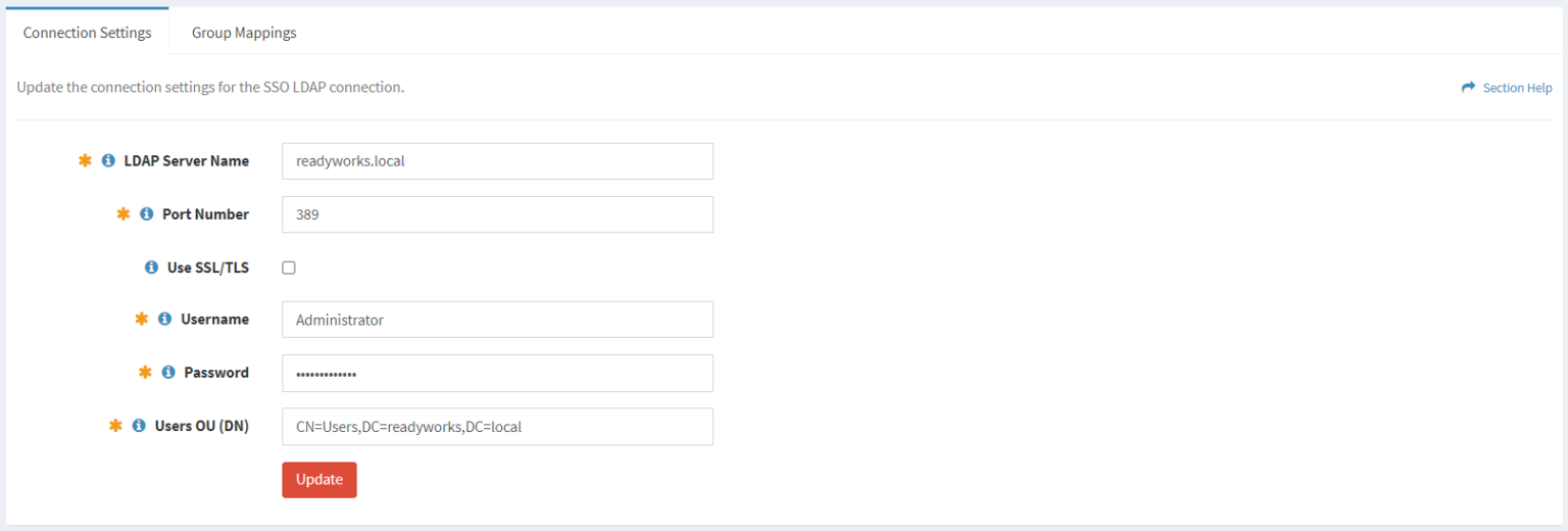 Connection Settings – ReadyWorks User Guide