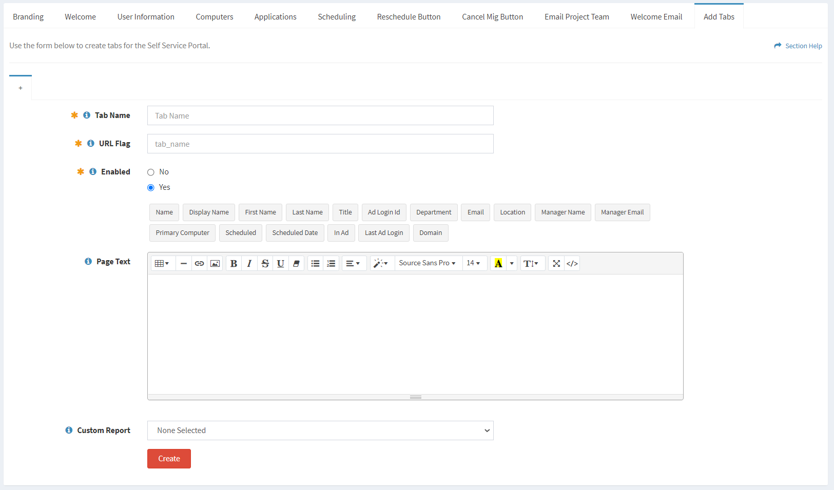 Add Tabs – ReadyWorks User Guide