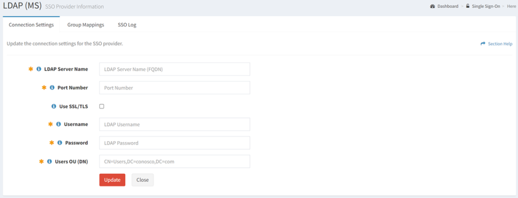 LDAP (MS) Connection Settings – ReadyWorks User Guide