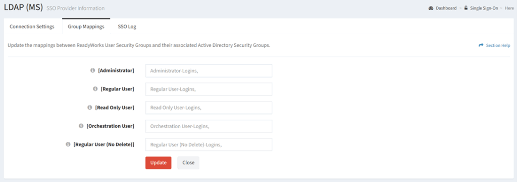 LDAP (MS) Group Mappings – ReadyWorks User Guide