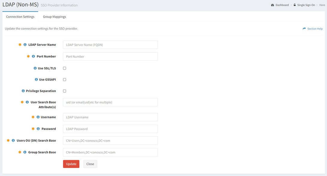 Ldap Non Ms Connection Settings Readyworks User Guide