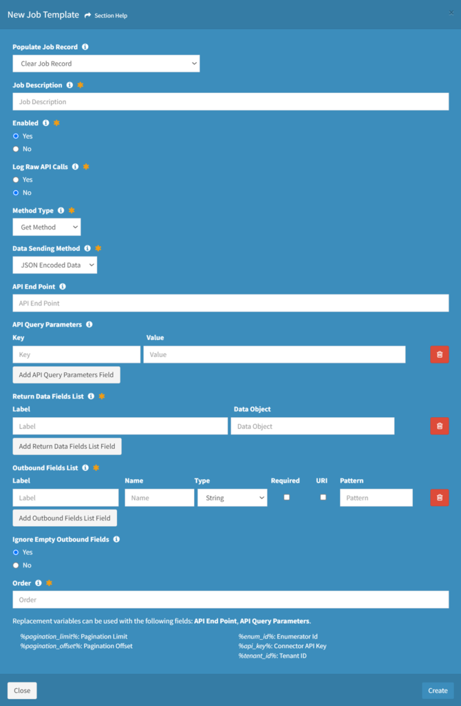 New Outbound Job Template – ReadyWorks User Guide